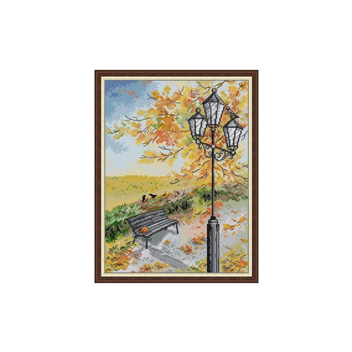 Set goblen Toamna in Parc, potrivit pentru incepatori, include ace si fire, 36x45 cm - eMAG.ro