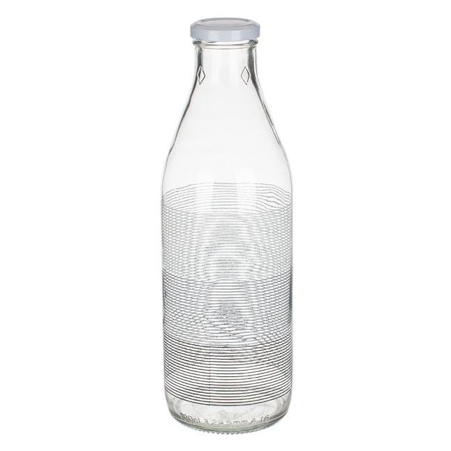 Sticla pentru apa Transparenta cu Model cu Dungi Gri Albe 1lt - eMAG.ro