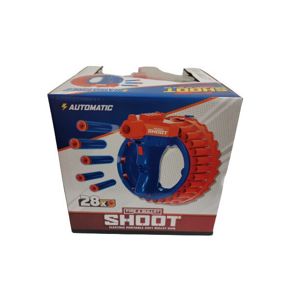 Mitraliera automata de jucarie, 28 de cartuse de burete, Portocaliu ...