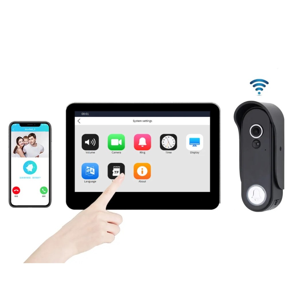 Interfon video smart Ace Bell fara fir cu ecran tactil de 7" - eMAG.ro