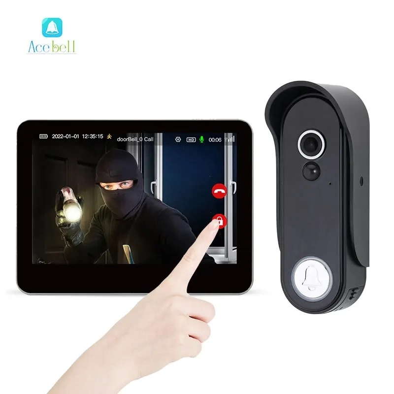 Interfon video smart Ace Bell fara fir cu ecran tactil de 7" - eMAG.ro