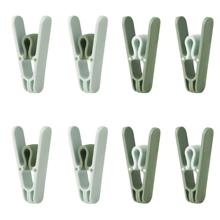 Set 8 carlige pentru rufe, Syamag, verde/gri - eMAG.ro