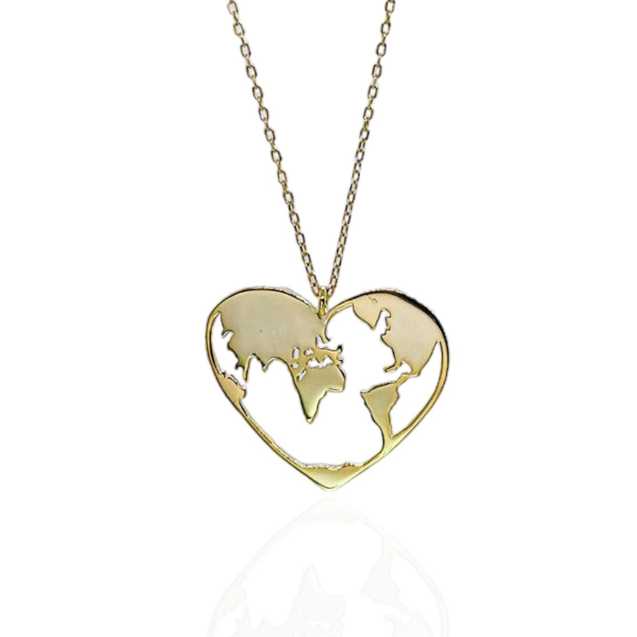 Colier pandantiv inima model harta, Argint 925 placat cu aur 18k - eMAG.ro