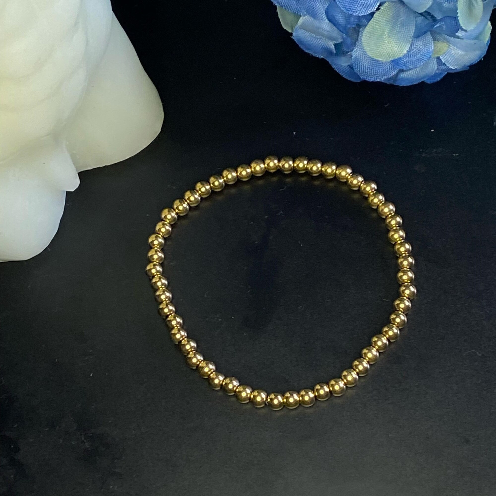Bratara Beads cu bile 4mm gold, placata cu aur 18K auriu unisex - eMAG.ro