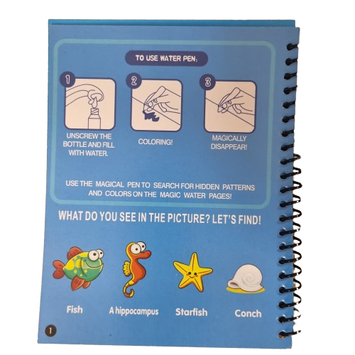 Carte de colorat cu marker, Magic Water, Model lumea acvatica - eMAG.ro