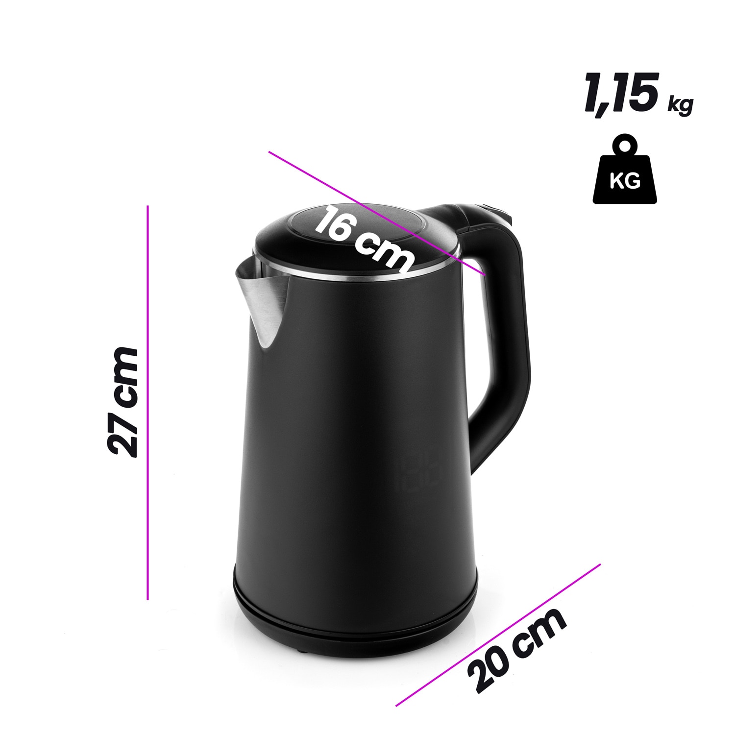 Fierbator electric Lehmann Aqua Black 10, 1.6 l, 1500W, rcontrolul ...