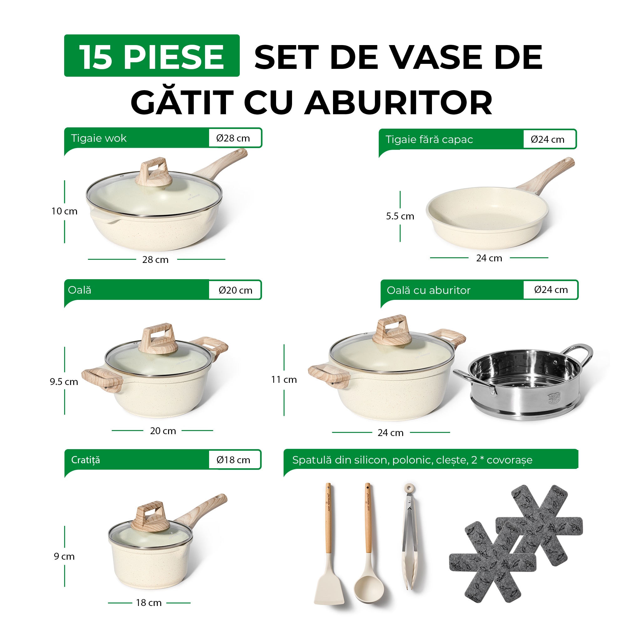 Set De Oale JUST PERFECTO - 15 Piese - Set Gatit Cu Capac - Set De Oale ...