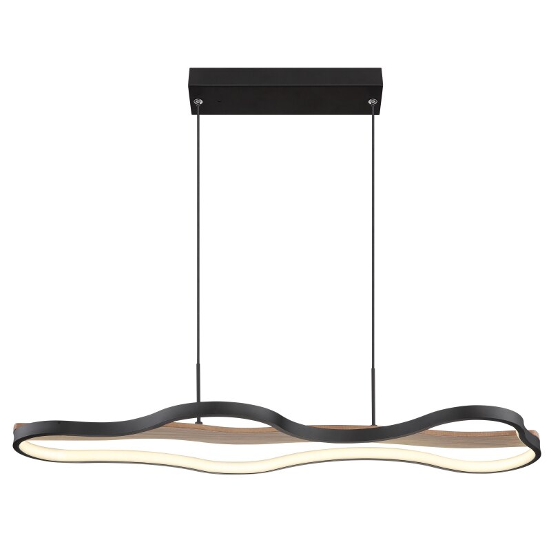 Pendul Globo Bezzy, metal, negru, lemn, LED CCT, telecomanda, 30W - eMAG.ro