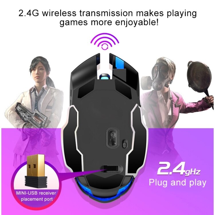 Mouse gaming Wireless, E-Sports A4, 1600 dpi, 6 butoane, RGB, Negru ...