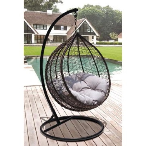 Scaun de gradina suspendat cu perne, Metal, Negru/Gri - eMAG.ro