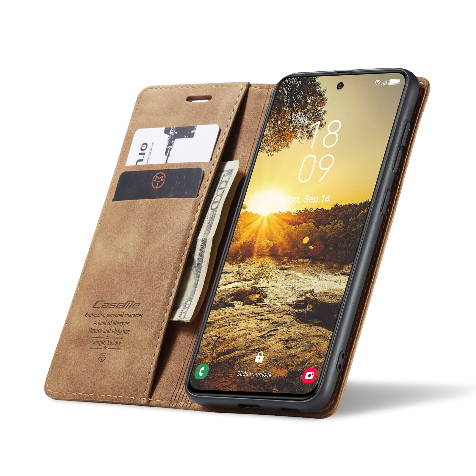 Husa pentru Samsung Galaxy S24, CaseMe, slim piele, tip portofel, stand ...