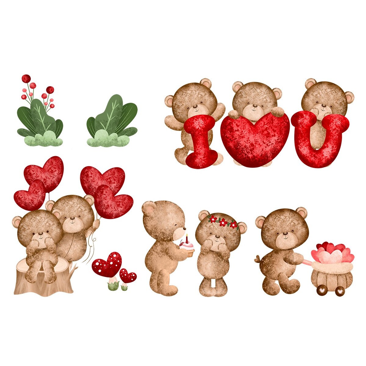 Sticker decorativ, Ursuleti Indragostiti, 12347ST-2 - eMAG.ro