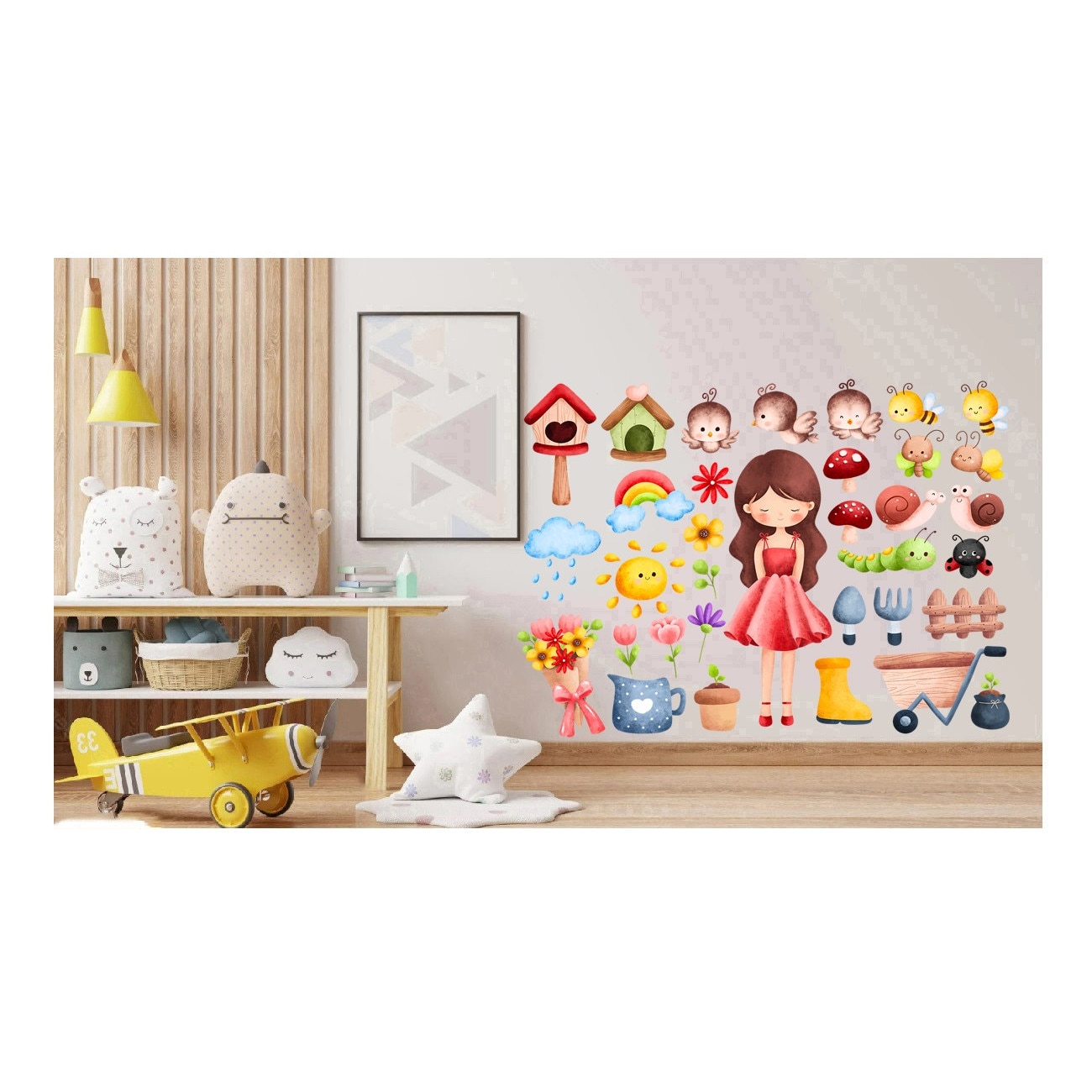 Sticker decorativ, Primavara, Fetita, Albina, Flori, 12350ST - eMAG.ro