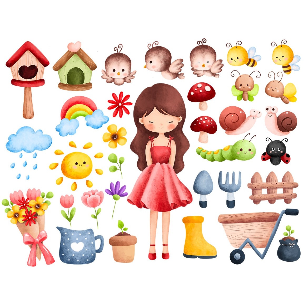 Sticker decorativ, Primavara, Fetita, Albina, Flori, 12350ST - eMAG.ro