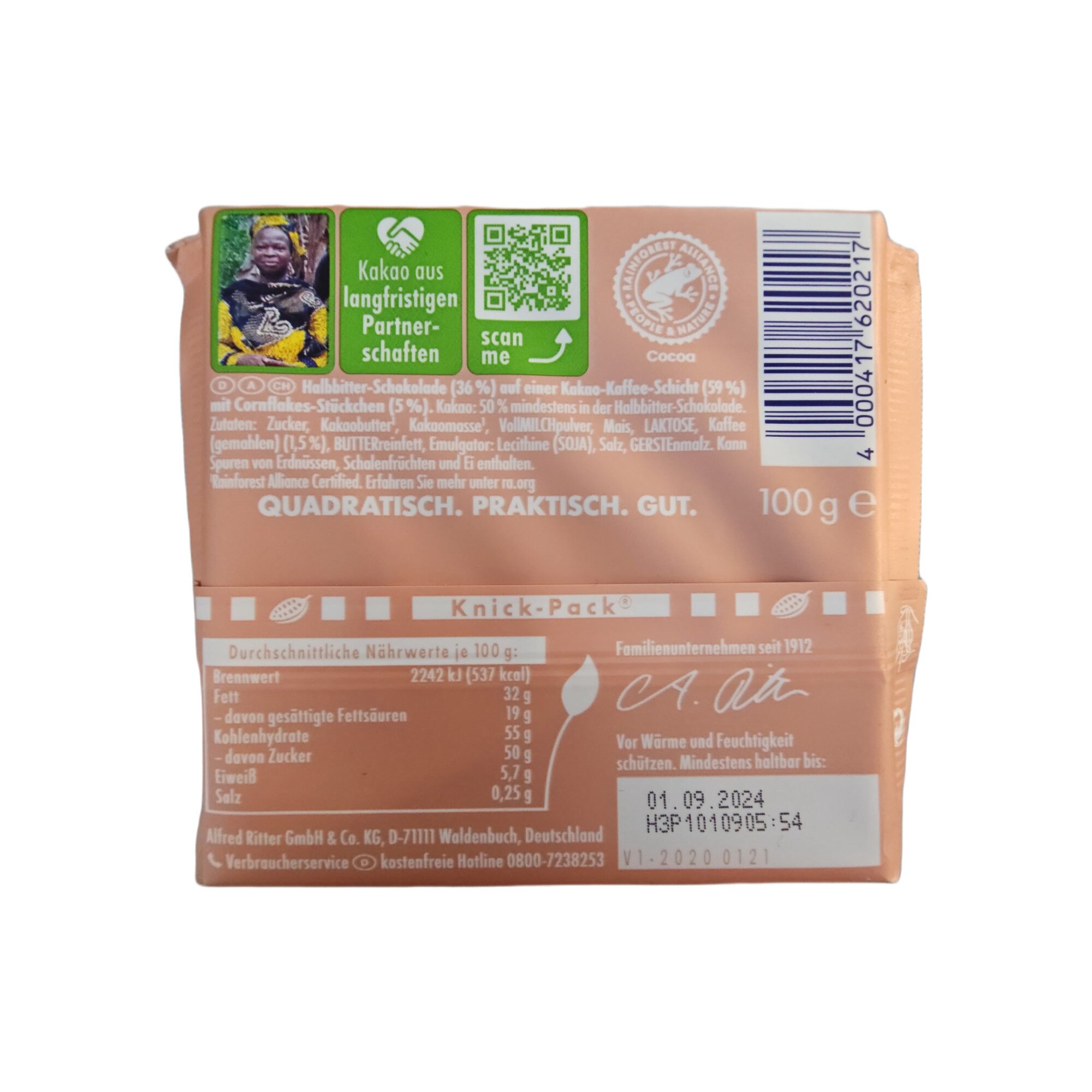 Ciocolata Ritter Sport Kaffee Knusper, 100 g - eMAG.ro