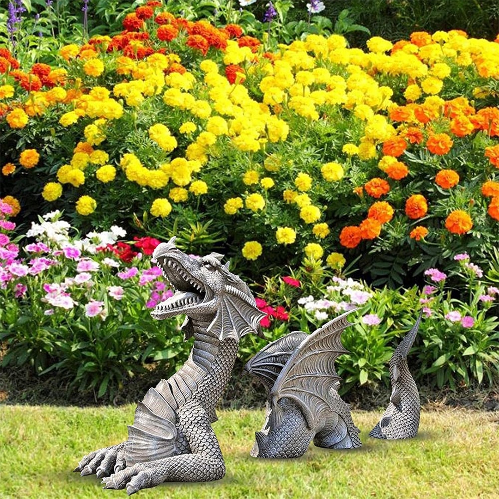 Decoratiune dragon gradina, Rasina, Gri - eMAG.ro