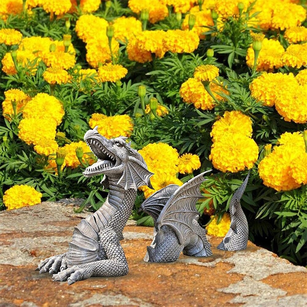 Decoratiune dragon gradina, Rasina, Gri - eMAG.ro