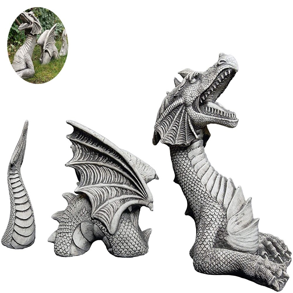 Decoratiune dragon gradina, Rasina, Gri - eMAG.ro