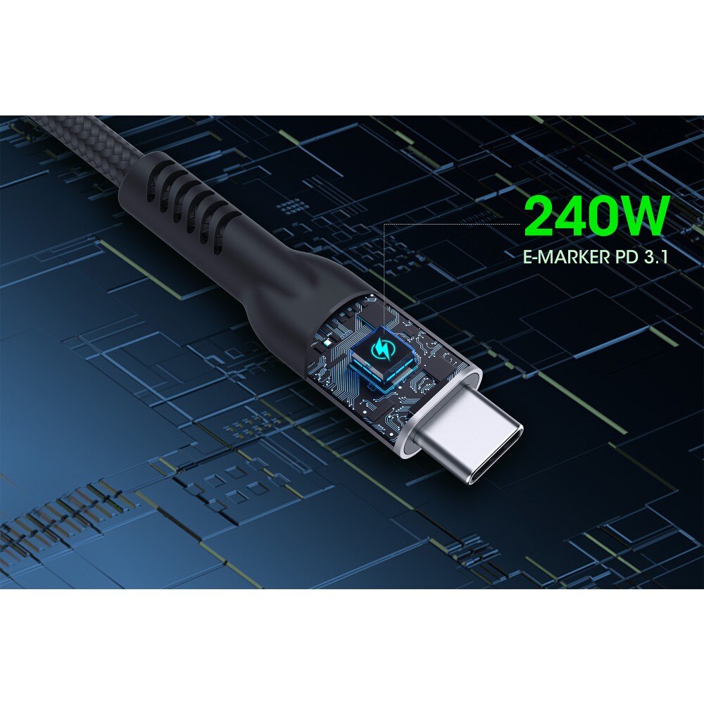 Cablu profesional, date si incarcare rapida, USB-C tata la USB-C tata, 8K 60Hz, USB4 EPR, 40G ...