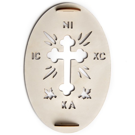 Tipar Cruce oval din lemn, IC XC, pentru ornat coliva, dimensiuni 25/17 ...