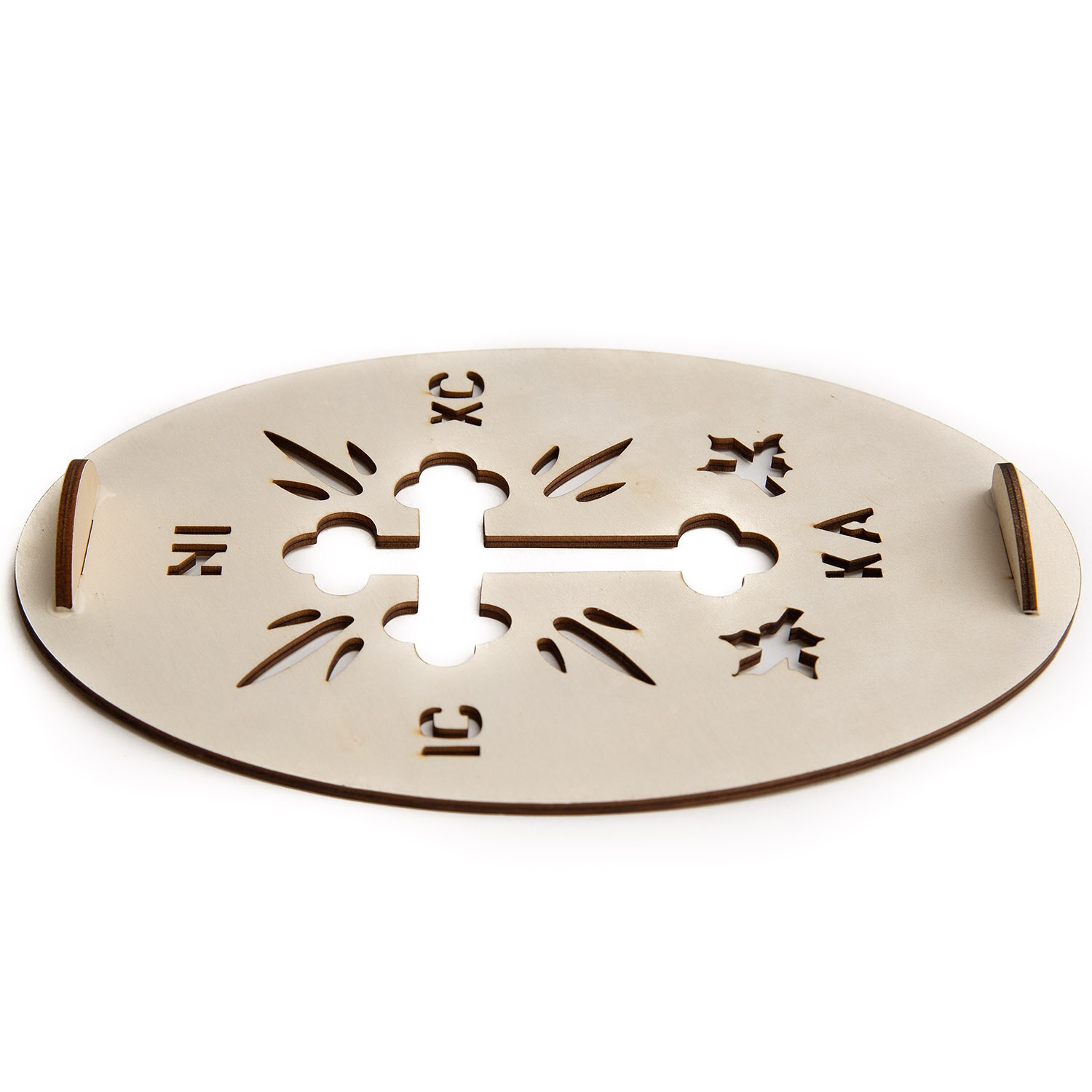 Tipar Cruce oval din lemn, IC XC, pentru ornat coliva, dimensiuni 25/17 ...