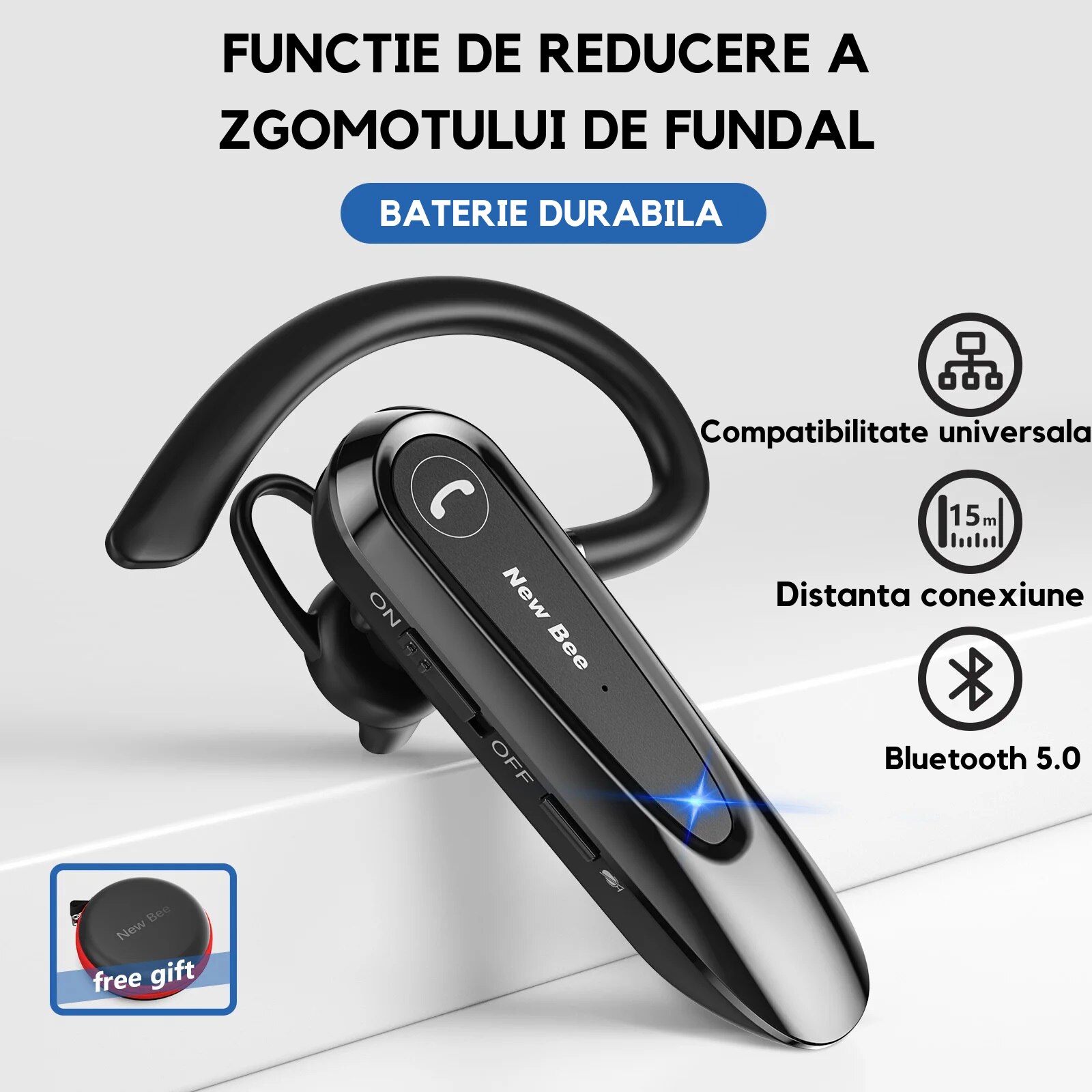 Casca Bluetooth 5.0, Conectare la doua dispozitive, Compatibilitate iOS ...