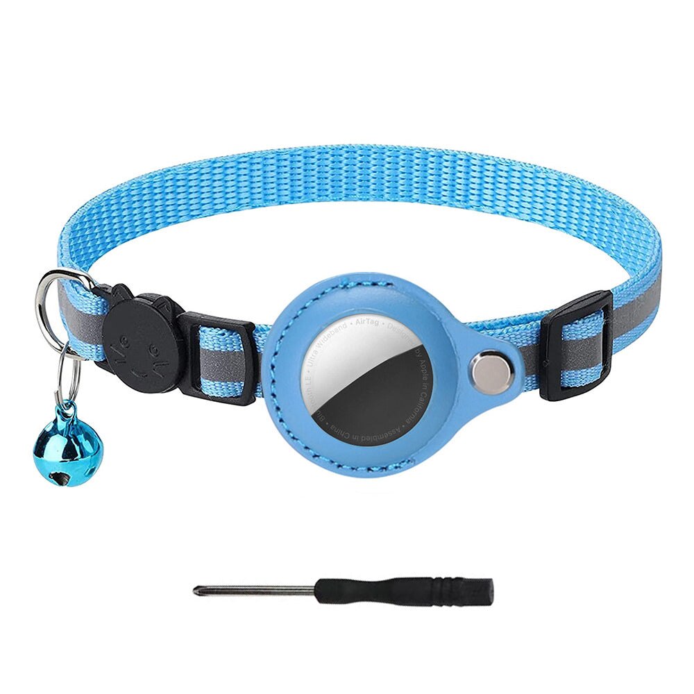 Zgarda pentru pisici, JESWO, Ajustabil, Compatibil cu AirTag, Albastru ...