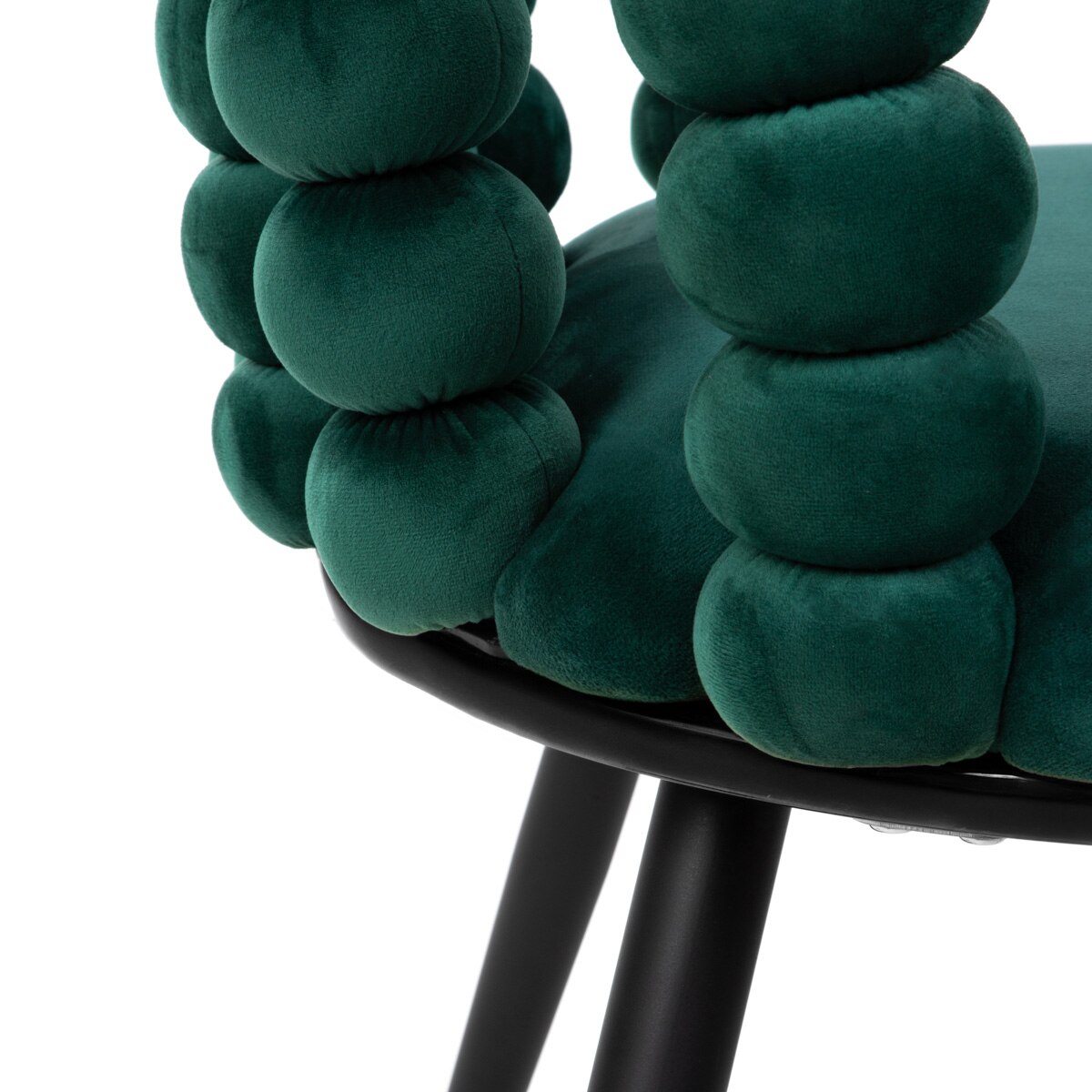 Scaun BUBBLE BEAM din catifea verde cu picioare negre 56, 5x52x87 cm ...