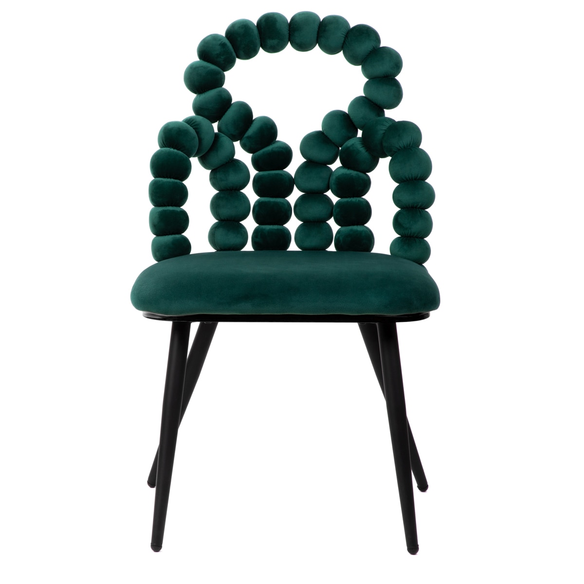 Scaun BUBBLE BEAM din catifea verde cu picioare negre 56, 5x52x87 cm ...