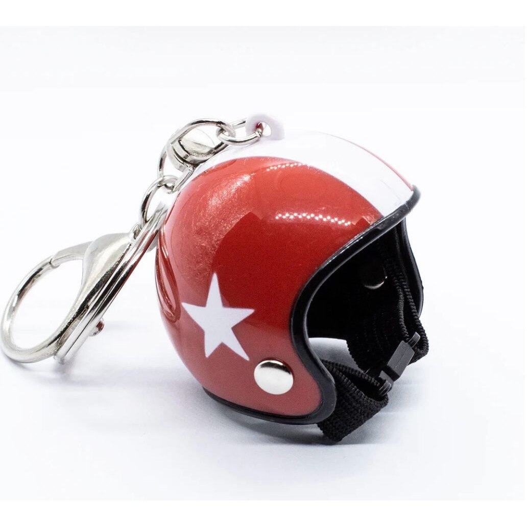 Breloc chei casca moto cu carabina si inel, culoare rosu ForHouse - eMAG.ro