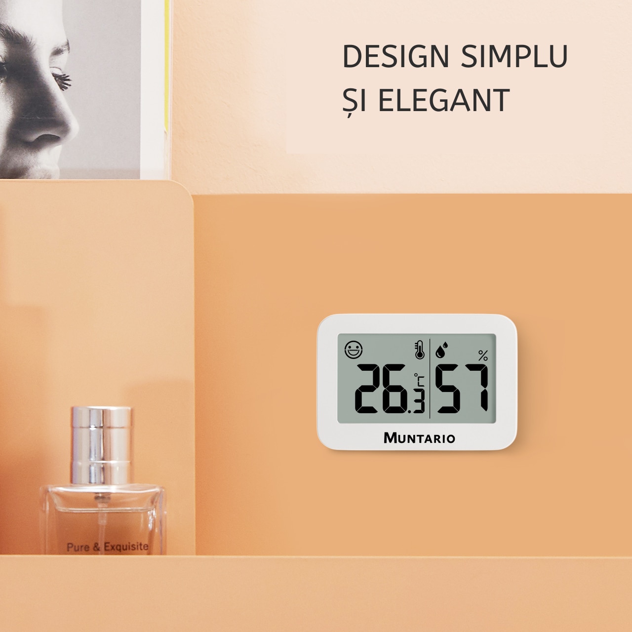 Set 2 termometre si higrometre de camera Muntario™, 5x3cm, digital ...