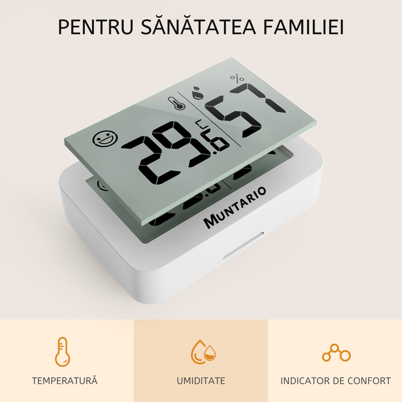 Set 2 termometre si higrometre de camera Muntario™, 5x3cm, digital ...