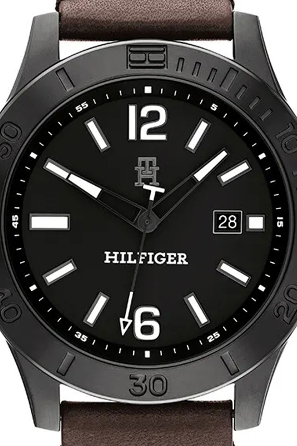 Tommy Hilfiger, Аналогов часовник с кожена каишка, Тъмнокафяв - eMAG.bg