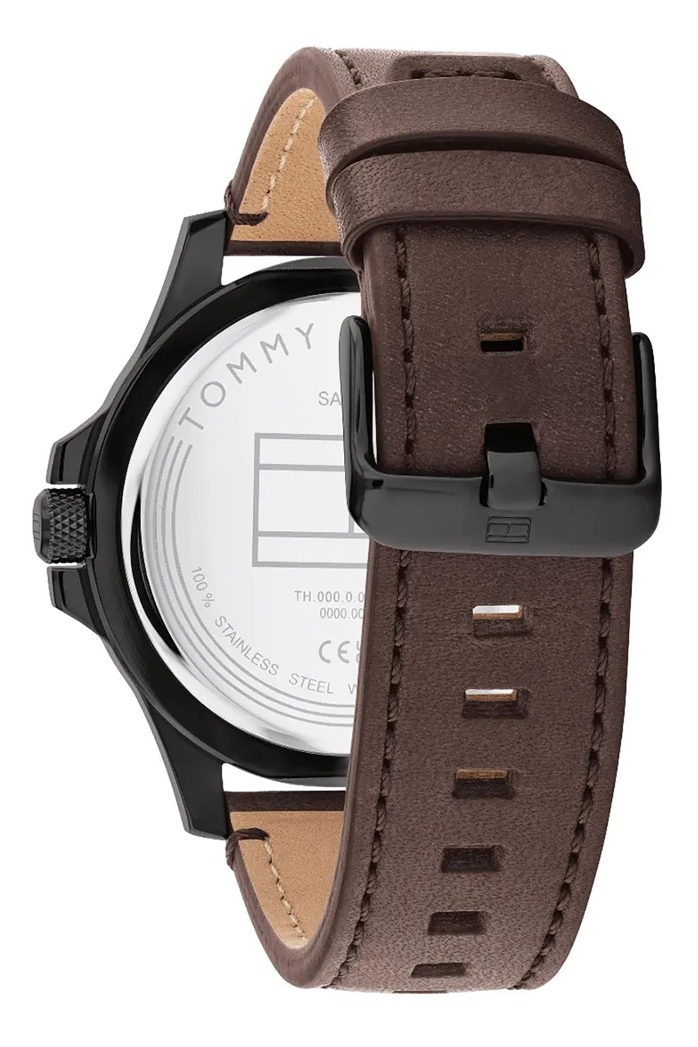 Tommy Hilfiger, Аналогов часовник с кожена каишка, Тъмнокафяв - eMAG.bg