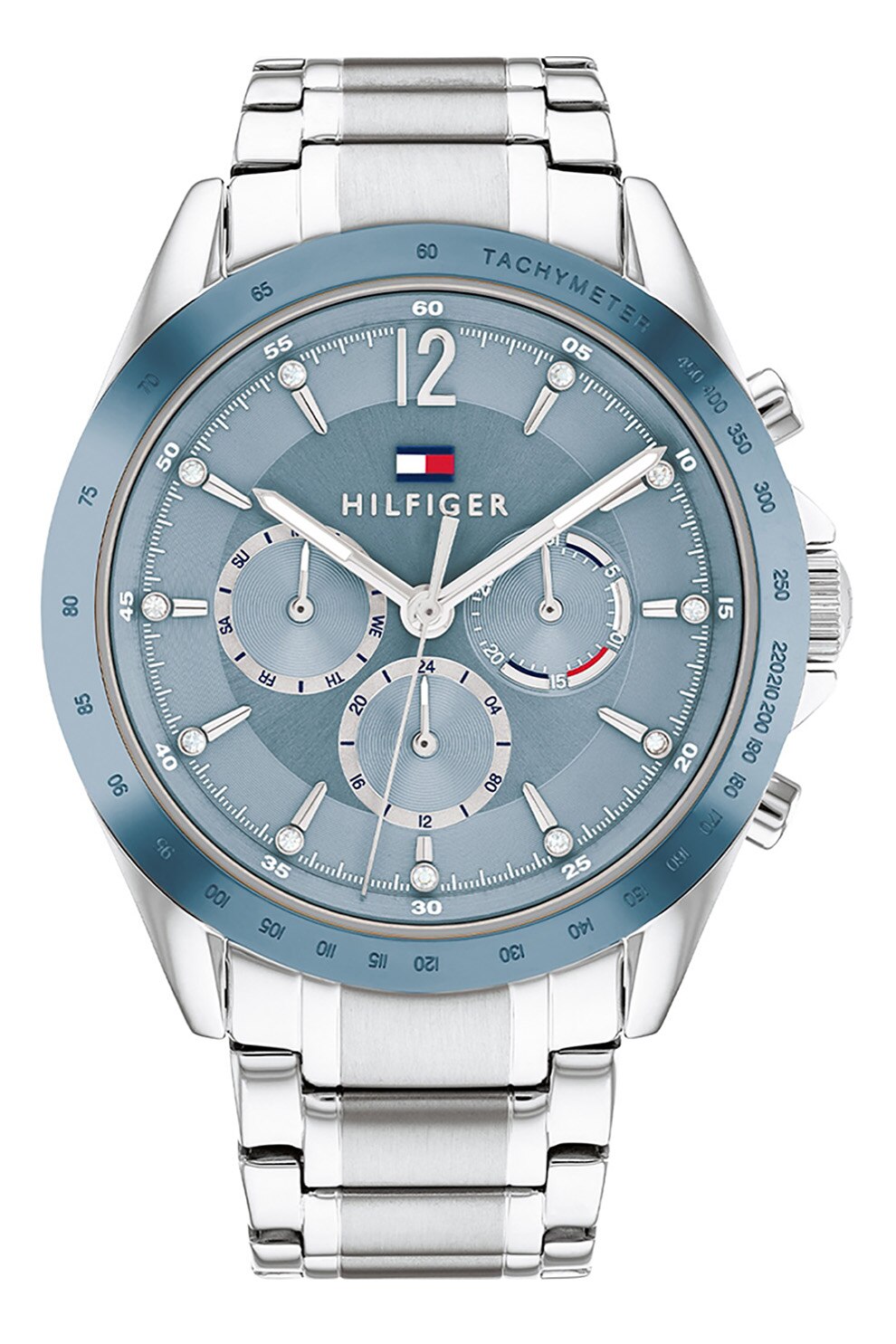 Tommy Hilfiger, Ceas din otel inoxidabil cu functii multiple, Argintiu ...