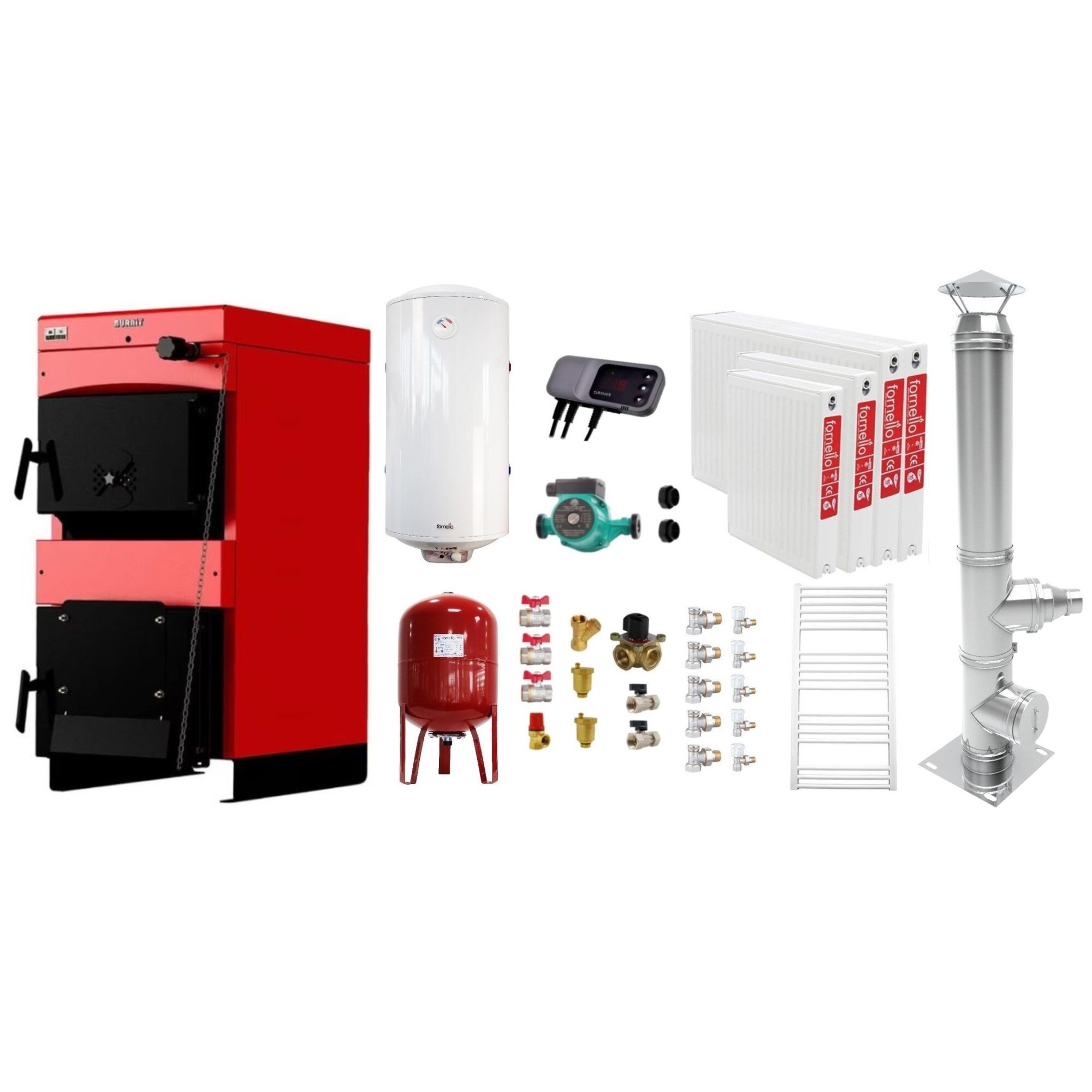 Set Centrala pe combustibil solid Sunsystem Burnit NWB MAX 25 kW, cos ...