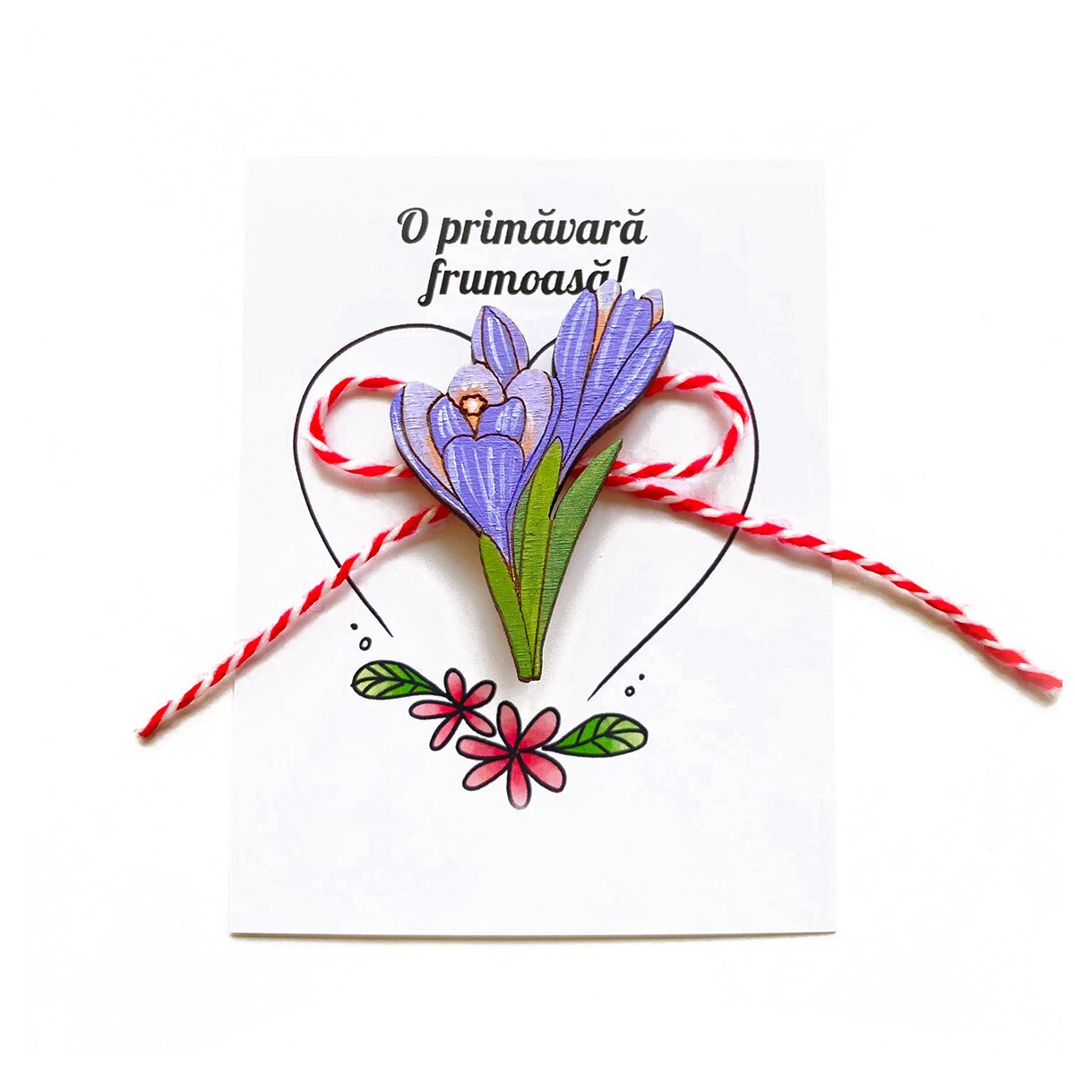 Martisor brosa, Floare, Branduse, handmade, pictat pe lemn, 5 cm - eMAG.ro