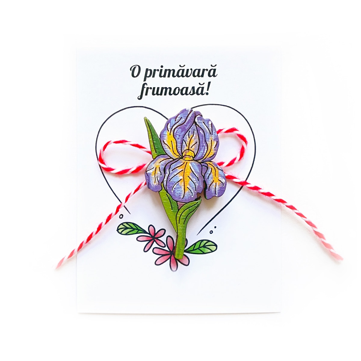 Martisor brosa, Floare, Iris, handmade, pictat pe lemn, 5 cm - eMAG.ro