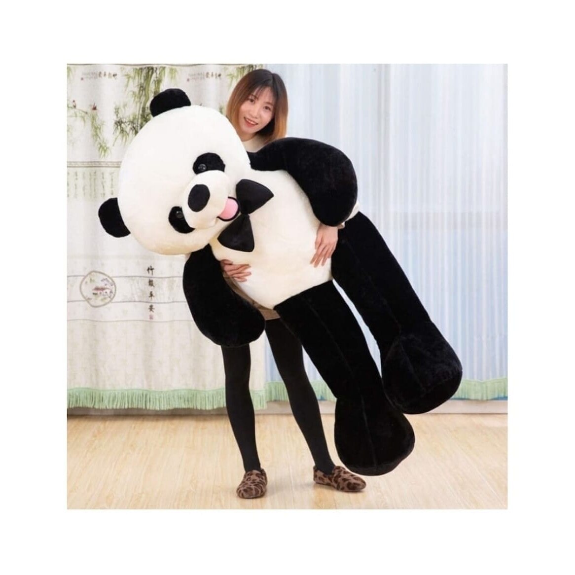 Urs Panda de plus, alb/negru, 130 cm - eMAG.ro