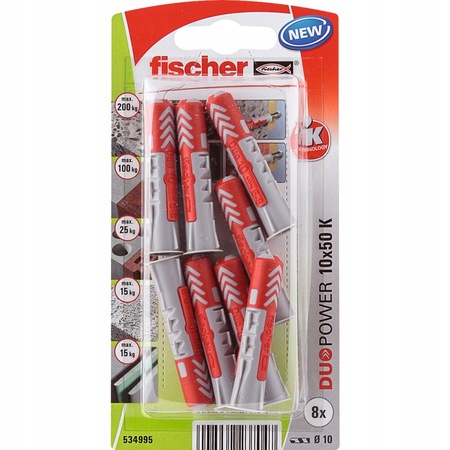 Set 8 dibluri universale, Fischer, Pentru beton si gips-carton, 10x50mm ...
