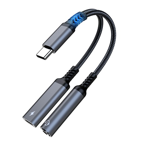 Adaptor audio 2 in 1 casti USB Tip C la Jack 3.5mm, enkourakoko®, Mic ...