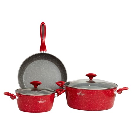 Set cratite din aluminiu forjat Bohmann, 5 piese, marmorat interior ...