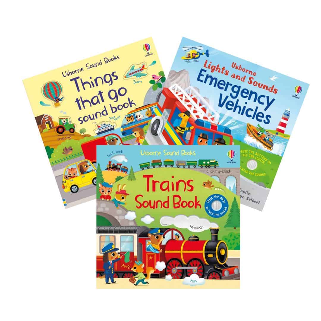 Set 3 carti cu sunete pentru copii, Usborne, Vehiculele cu povesti, 3 ...