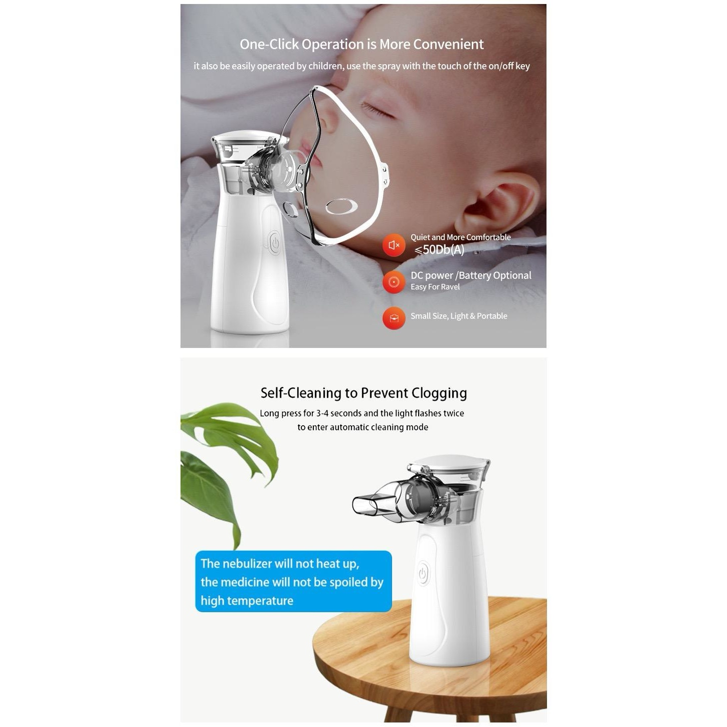 Inhalator portabil pentru aerosoli, mini nebulizator multifunctional ...