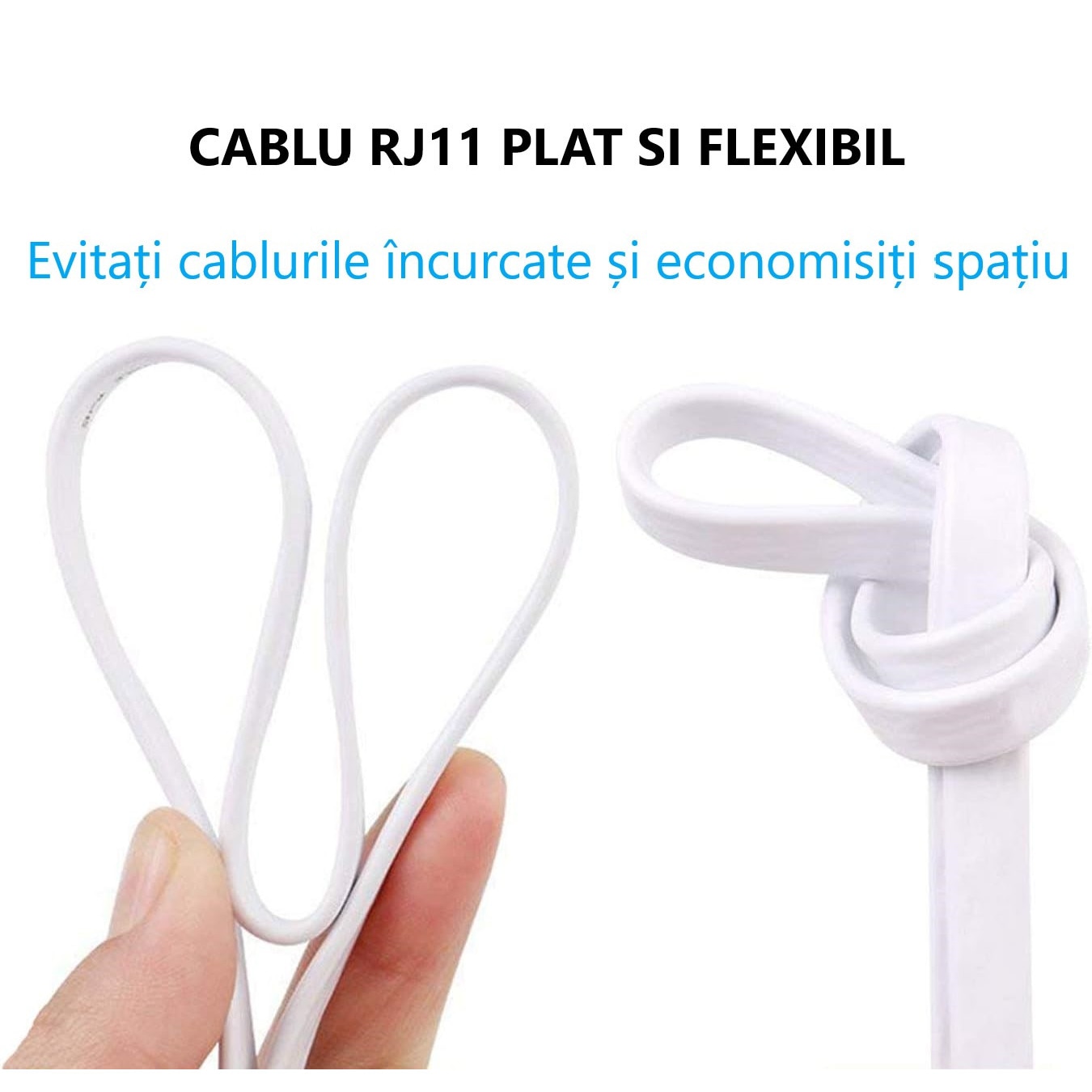 Cablu telefon RJ11 tata > RJ11 tata, 15m, alb G-Plug - eMAG.ro