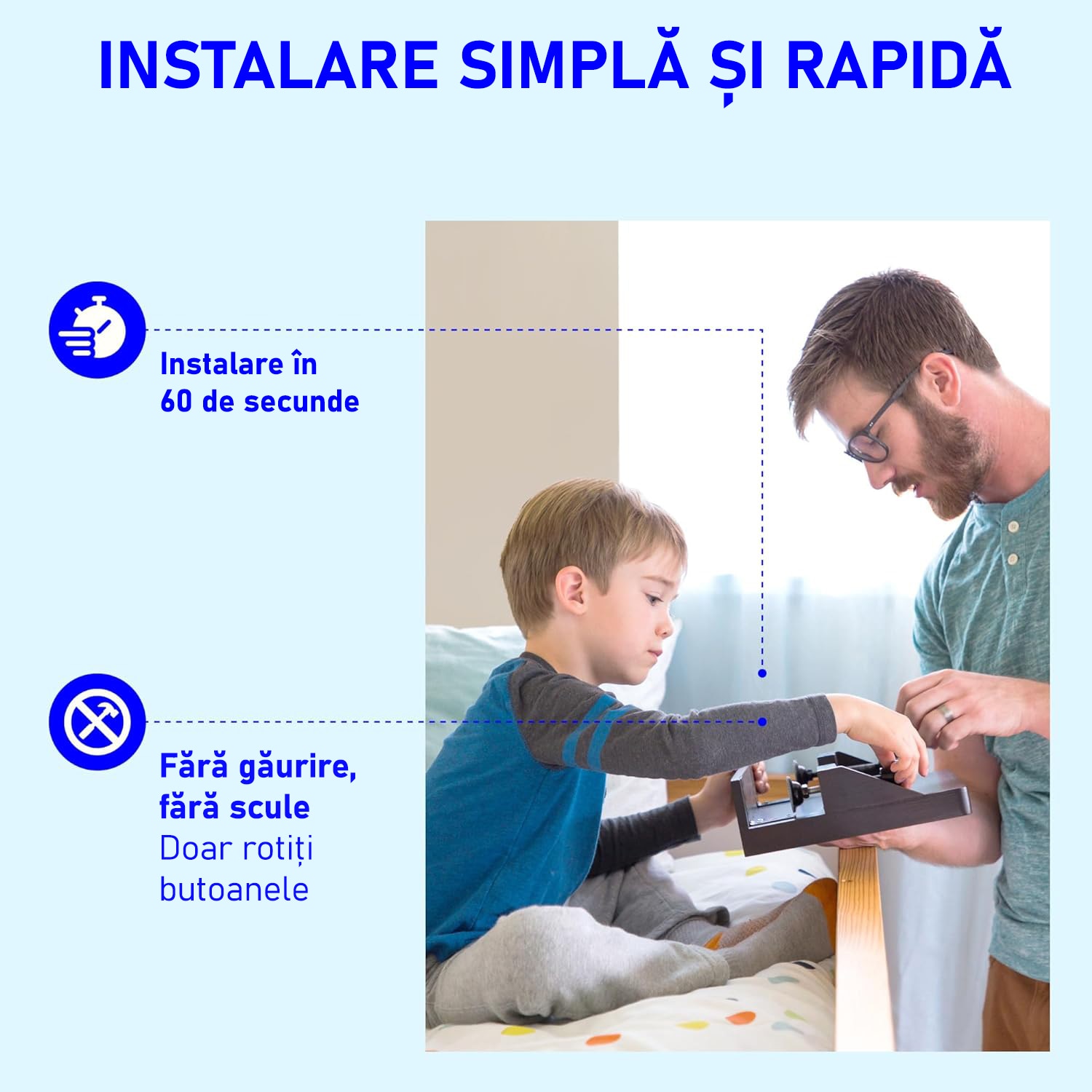 Raft pentru pat NextWave®️, cu suport pentru telefon, tableta si ...