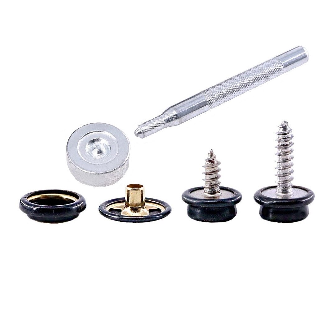 Set capse din otel inoxidabil, 120 piese, butoane cu surub, unealta de ...