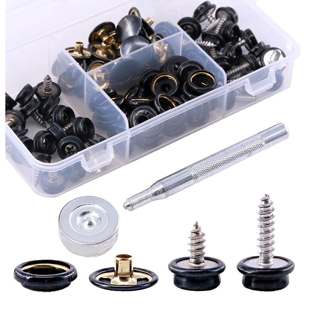 Set capse din otel inoxidabil, 120 piese, butoane cu surub, unealta de ...