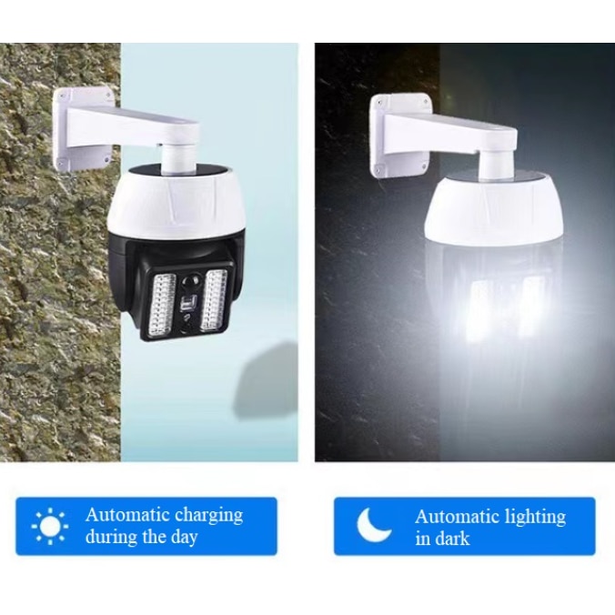 Комплект от 2 соларни лампи 66 Led тип фалшива камера БЗРШ сензор за движение 3 режима на