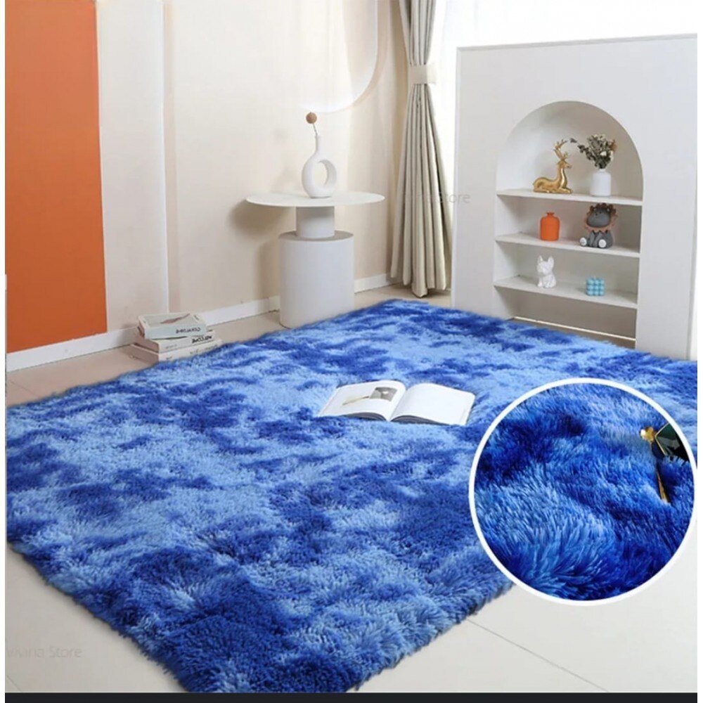 Covor Fluffy de Lux, 150 x 200 cm, Albastru - eMAG.ro